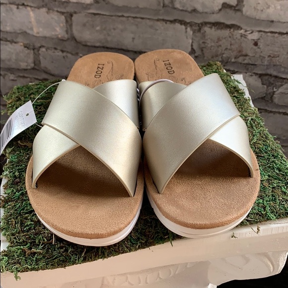 Izod | Shoes | Nwt Womens Izod Slide Alyssa Gold White Sandal | Poshmark
